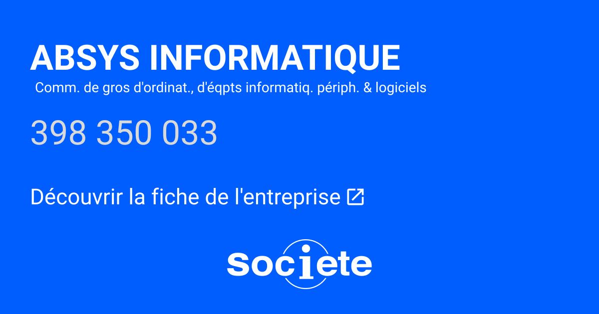 Société ABSYS INFORMATIQUE à CAVAILLON (84300). Chiffre d'affaires ...